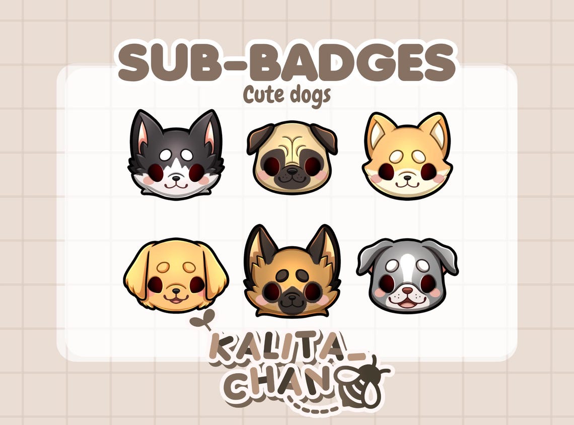 Cute Dogs Sub-badges for Twitch - Cute - Dog - Puppy - Kawaii - Inu - Etsy