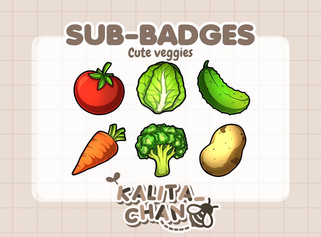 Cute Veggies Sub-badges for Twitch - Cute - Veggies - Tomato - Kawaii ...