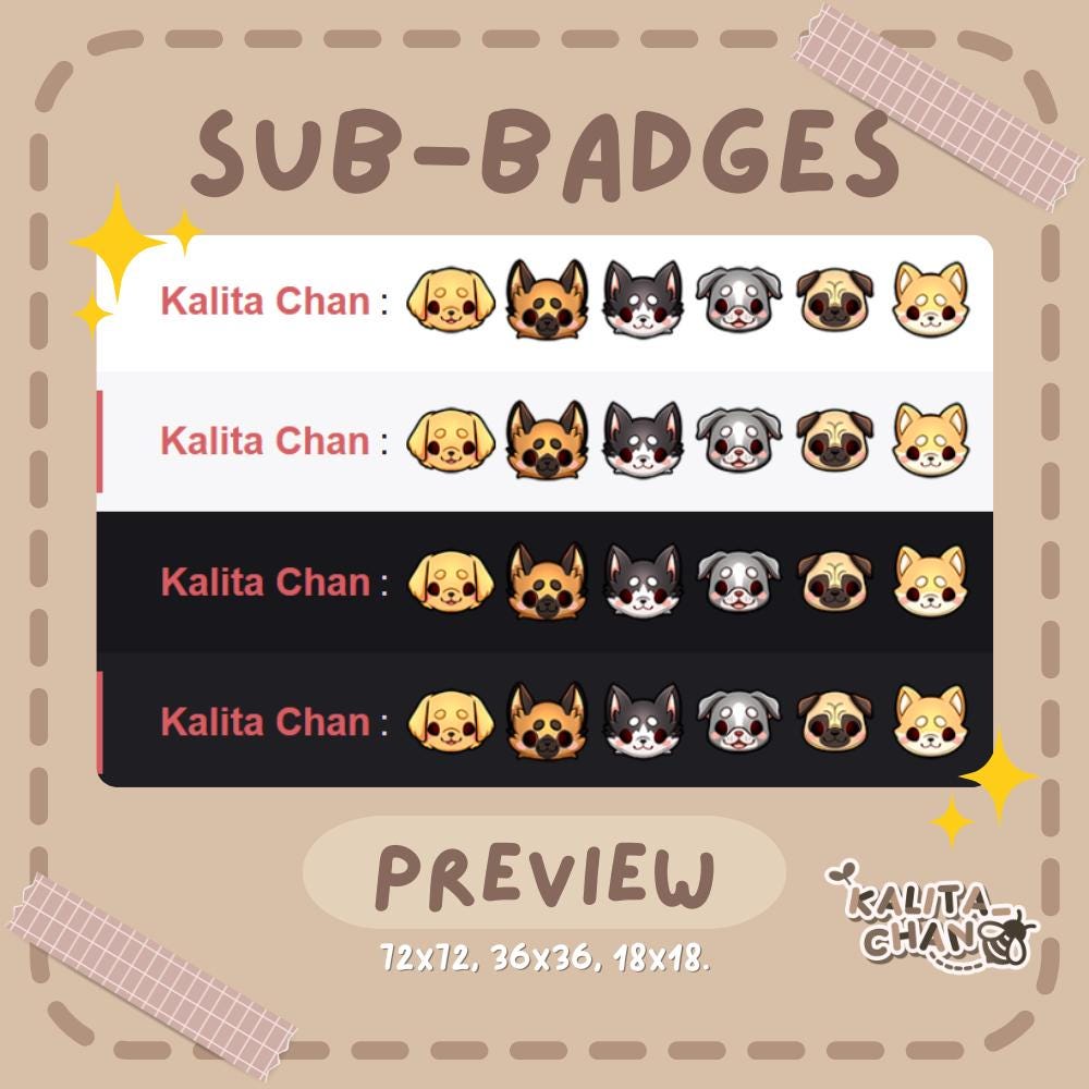 Cute Dogs Sub-badges for Twitch - Cute - Dog - Puppy - Kawaii - Inu - Etsy