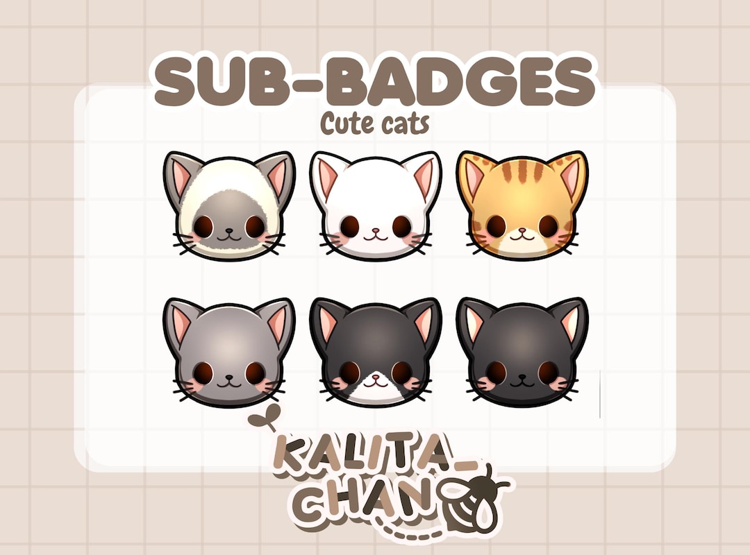 Cute Cats Sub-badges for Twitch - Cute - Cat - Kitty - Kitten - Neko - Etsy