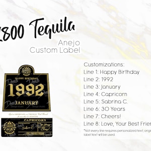 1800 Tequila Custom Sticker Label | Reposado | Silver | Anejo | Coconut ...