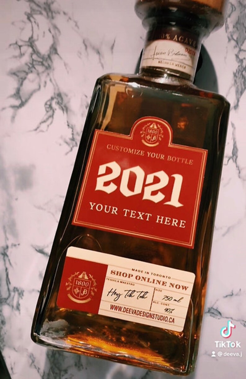 1800 Tequila Custom Sticker Label Reposado Silver - Etsy