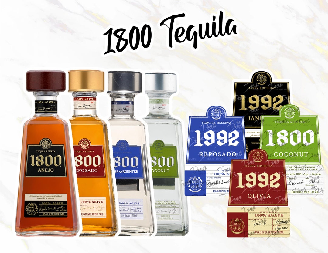 1800 Tequila Custom Sticker Label Reposado Silver Anejo Coconut - Etsy