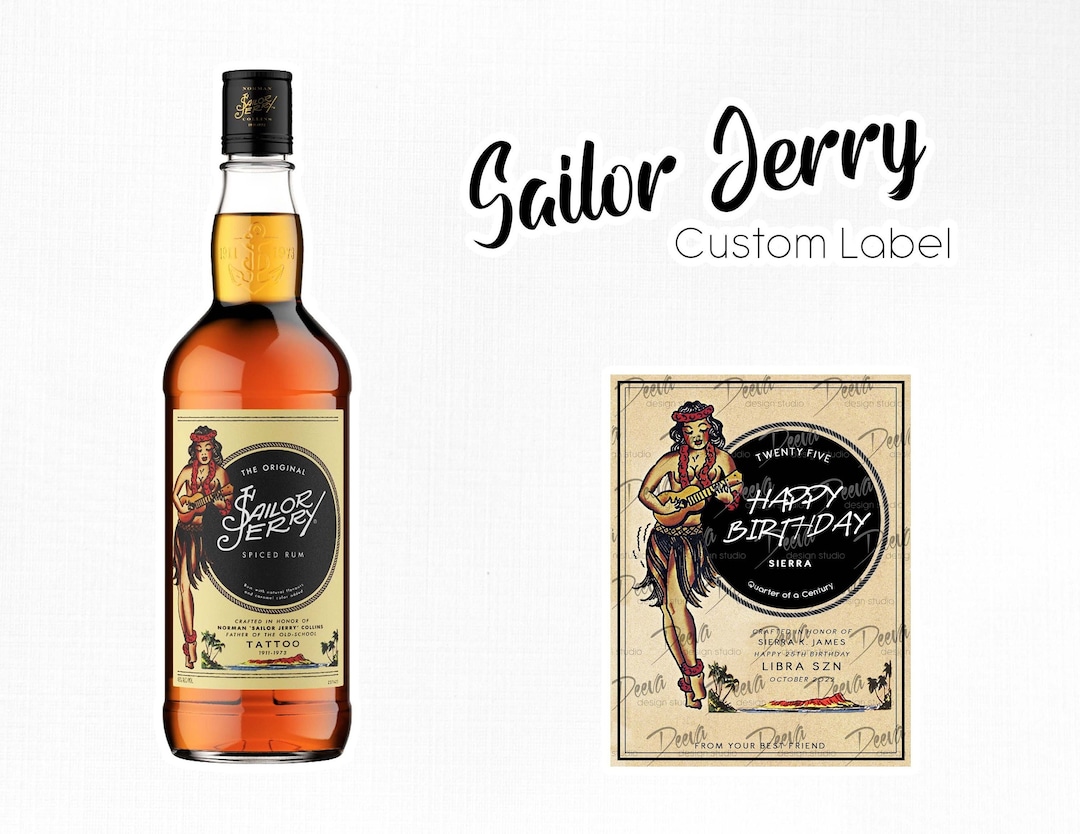 Sailor Jerry Custom Sticker Label | 375ml, 750ml, 1140ml, 1750ml - Etsy