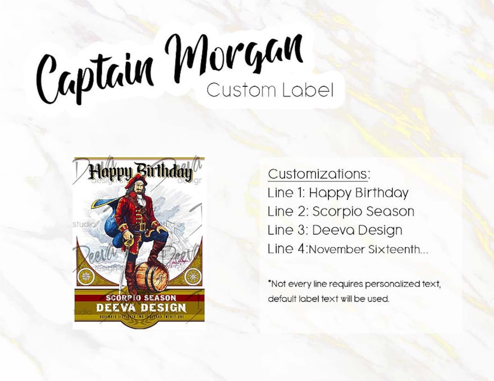 PRINT AT HOME: Captain Morgan Custom Label | Digital File - Etsy