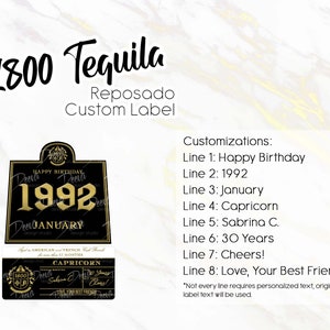 1800 Tequila Custom Sticker Label Reposado Silver - Etsy