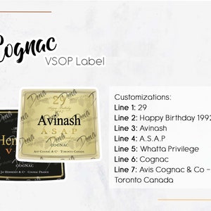 Cognac Custom Sticker Label | Black, Holiday Red, Original | 200ml ...