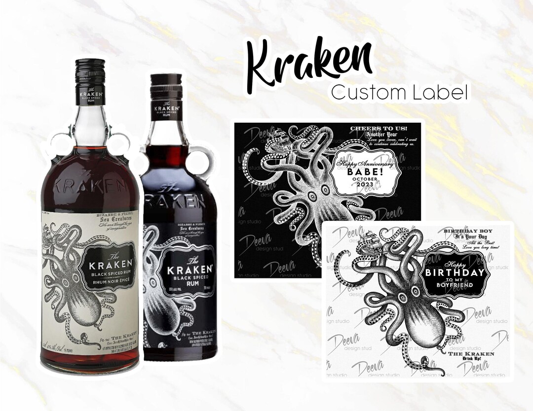Kraken Custom Sticker Label | 375ml, 750ml, 1140ml, 1750ml - Etsy
