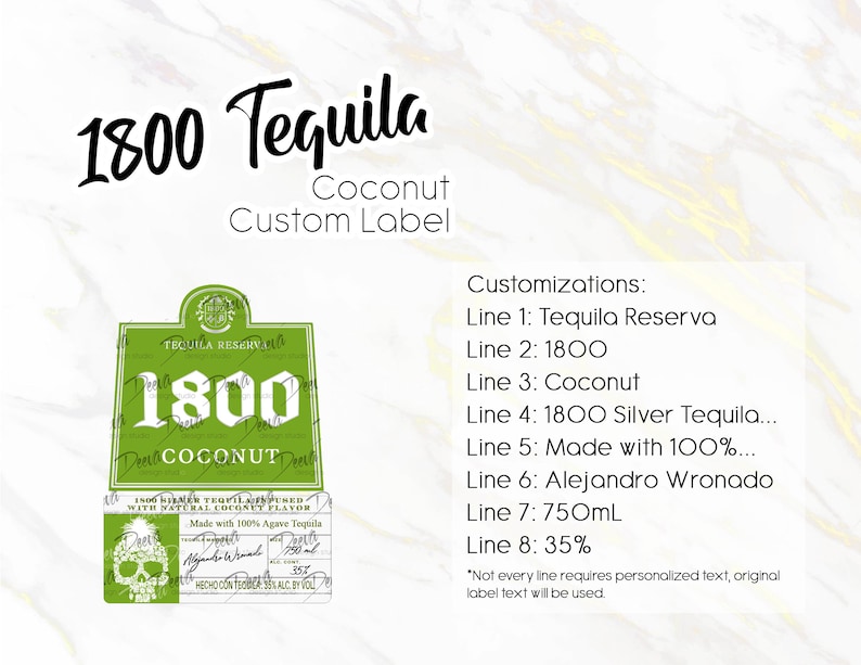 1800 Tequila Custom Sticker Label Reposado Silver Anejo - Etsy
