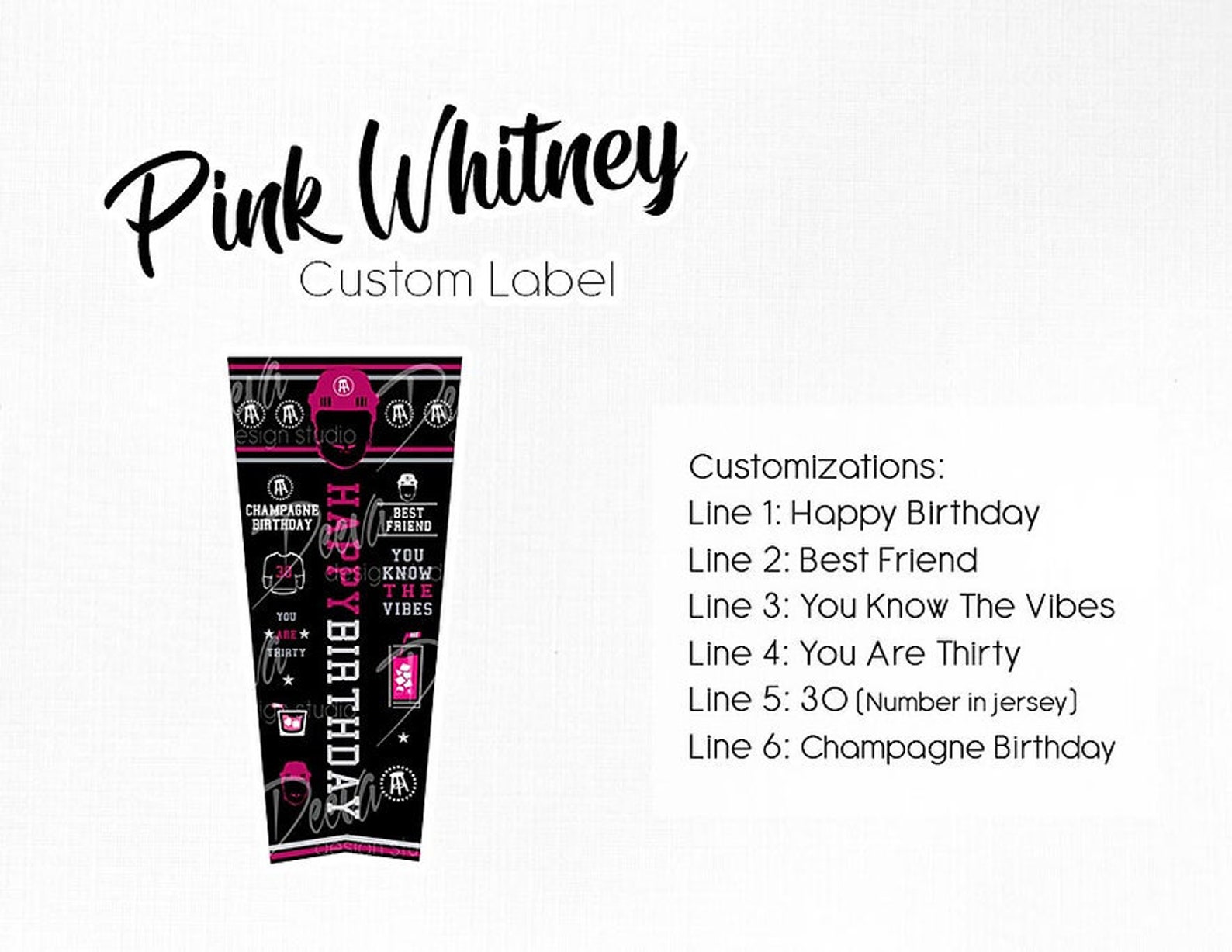 PRINT AT HOME: Pink Whitney Custom Sticker Label | Digital - Etsy