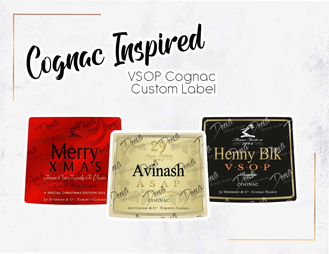 Cognac Custom Sticker Label | Black, Holiday Red, Original | 200ml ...
