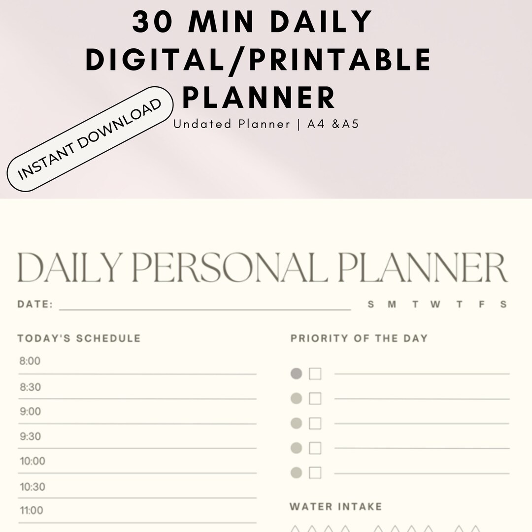 30 Minute Planner Printable, Appointment Tracker, Time Blocking PDF ...
