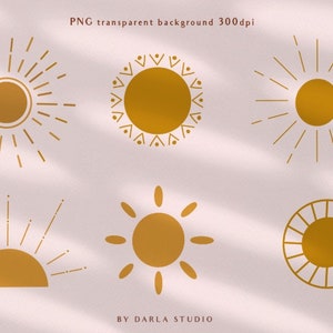 20 boho sun clipart hand drawn png boho elements | Etsy