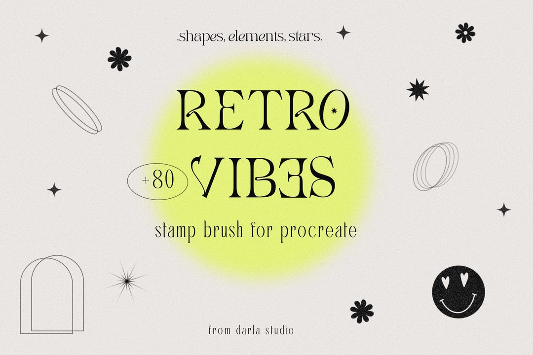 Retro Procreate Stamp Brush, 70s Lettering Stamp Brush, Procreate Brush ...