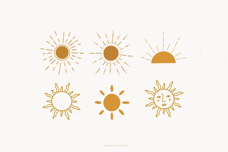 20 Boho Sun Clipart, Hand Drawn, Png, Boho Elements, Vector Clipart - Etsy