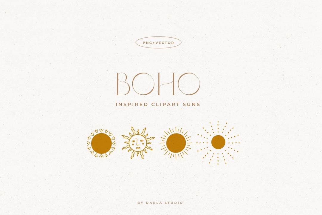 20 Boho Sun Clipart, Hand Drawn, Png, Boho Elements, Vector Clipart - Etsy