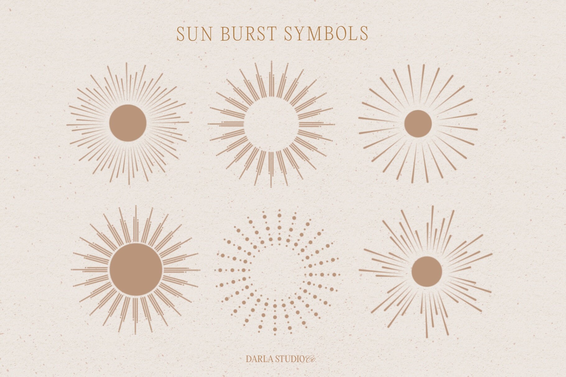 Boho Sunburst Clipart, Sun Illustration Bundle, Sun Symbols Elements ...