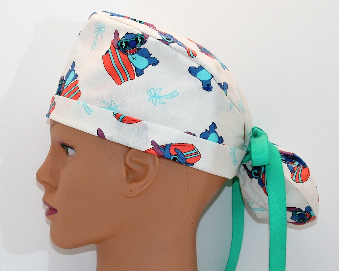 Stitch Surfing Ponytail Surgical Scrub Cap 2153 - Etsy