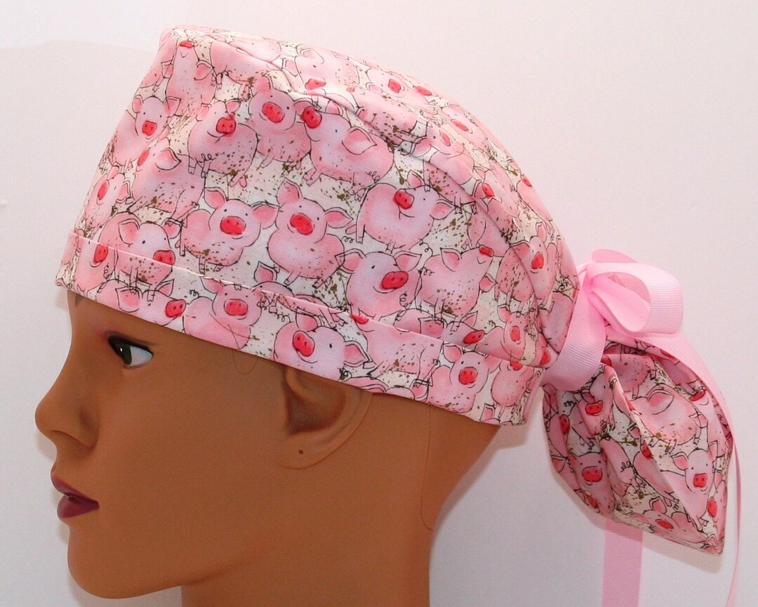 Pink Pigs Ponytail Surgical Scrub Cap 2228 - Etsy