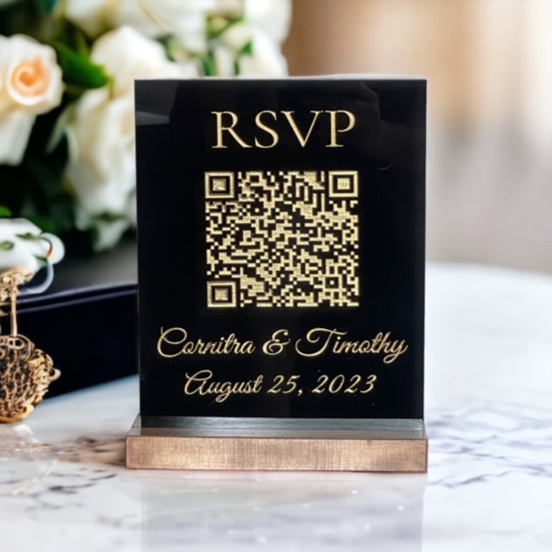 Personalized Black Acrylic QR Code Sign Instagram QR Code Sign RSVP ...
