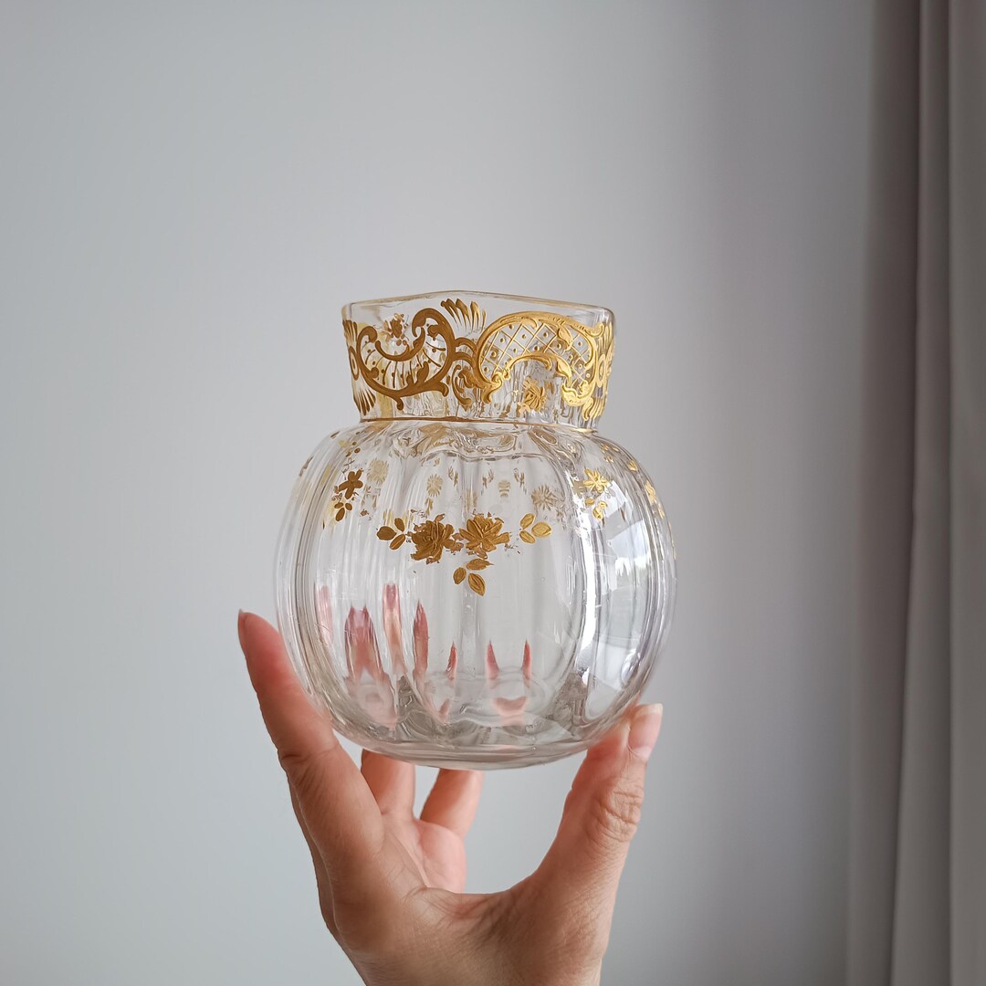 Antique English Thomas Webb Art Glass Rose Ball Vase Gilding by Jules ...