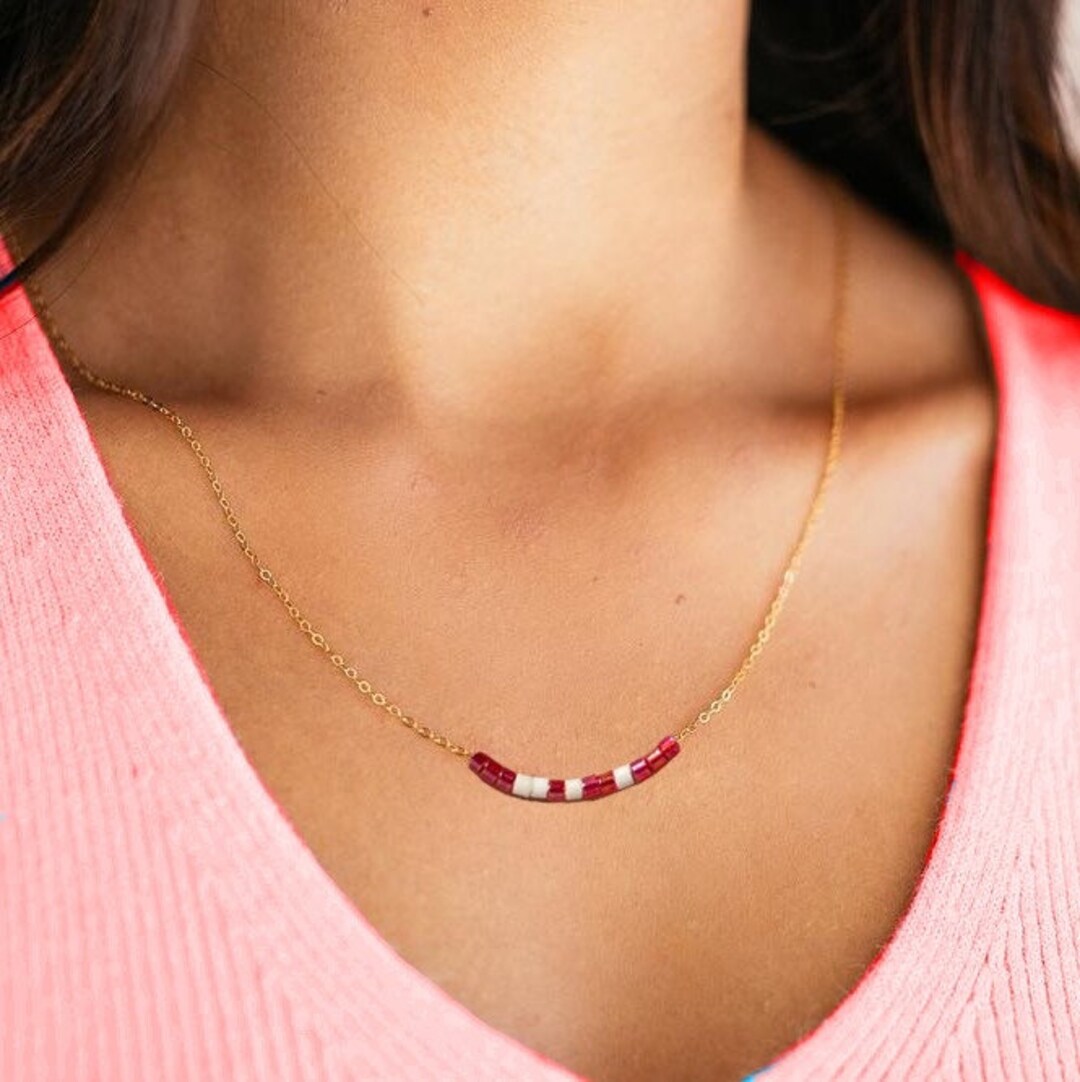 14k Solid Gold Chain , Bead Necklace , Gold Silver Rose Gold , Layering ...