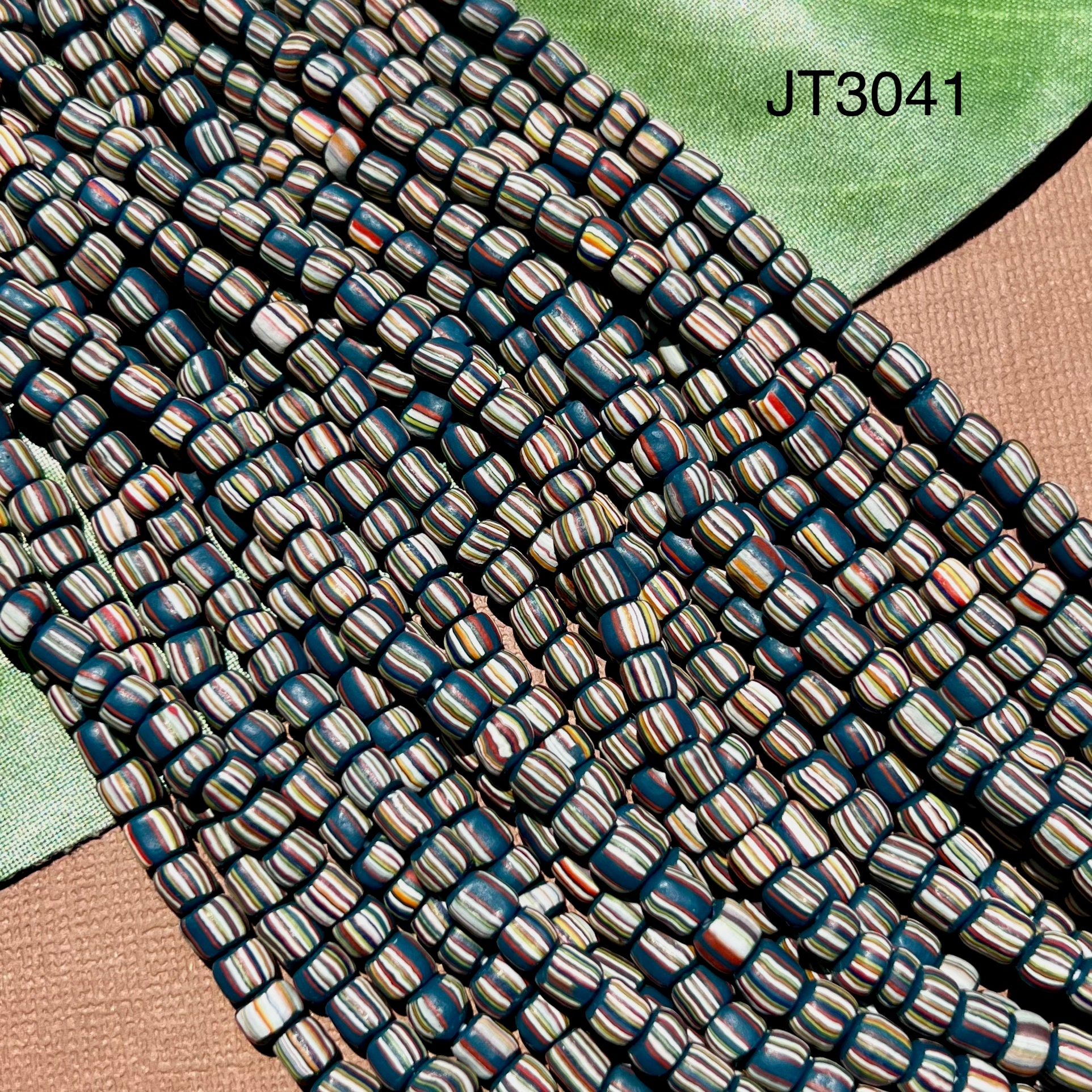 Indonesian, Java Glass Striped Strands - Dark Teal Stripe, 2 Strands - Etsy
