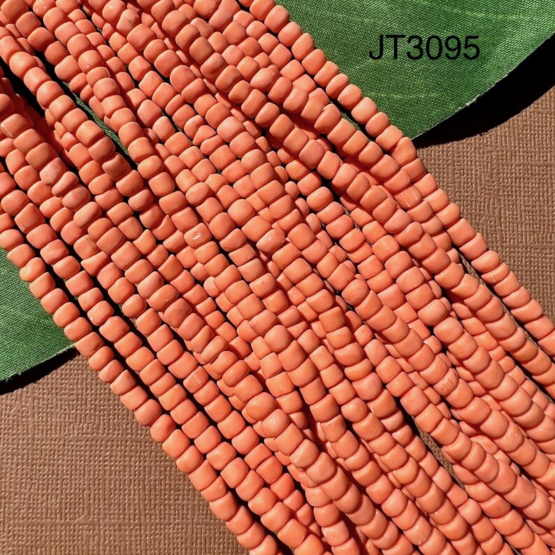 Indonesian Glass Strands - Solid Matte Salmon, 2 Strands - Etsy