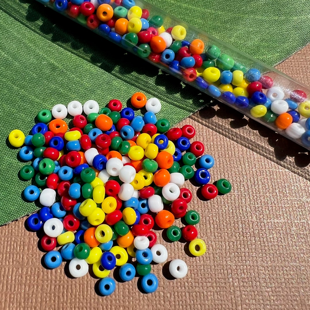 Vintage Czech Seed Beads: Primary Colors, Size 6 (30 Grams) - Etsy