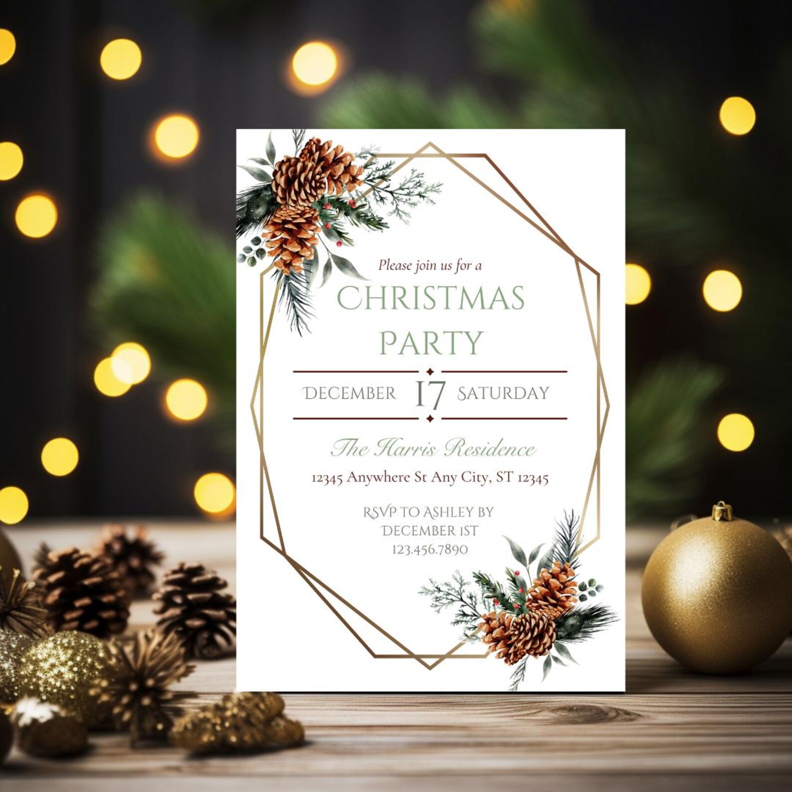 Editable Christmas Party Invitation, Holiday Party Invitation ...