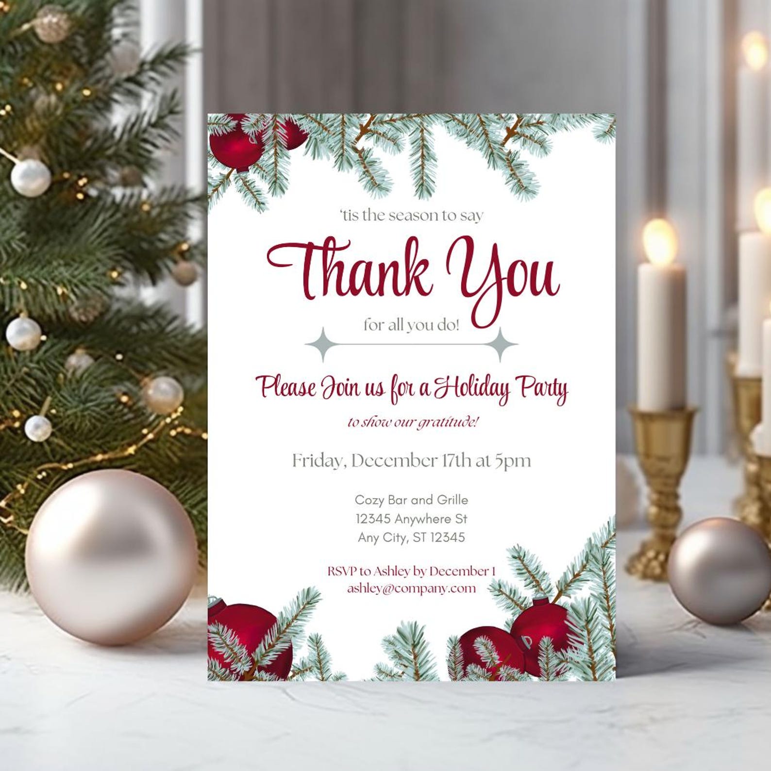 Company Holiday Party Editable Invitation, Christmas Party Invitation ...