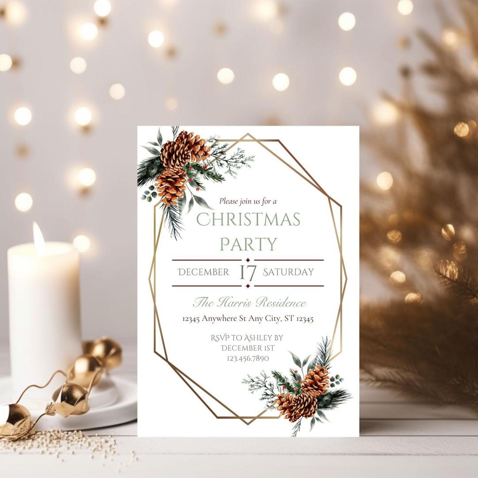 Editable Christmas Party Invitation, Holiday Party Invitation ...