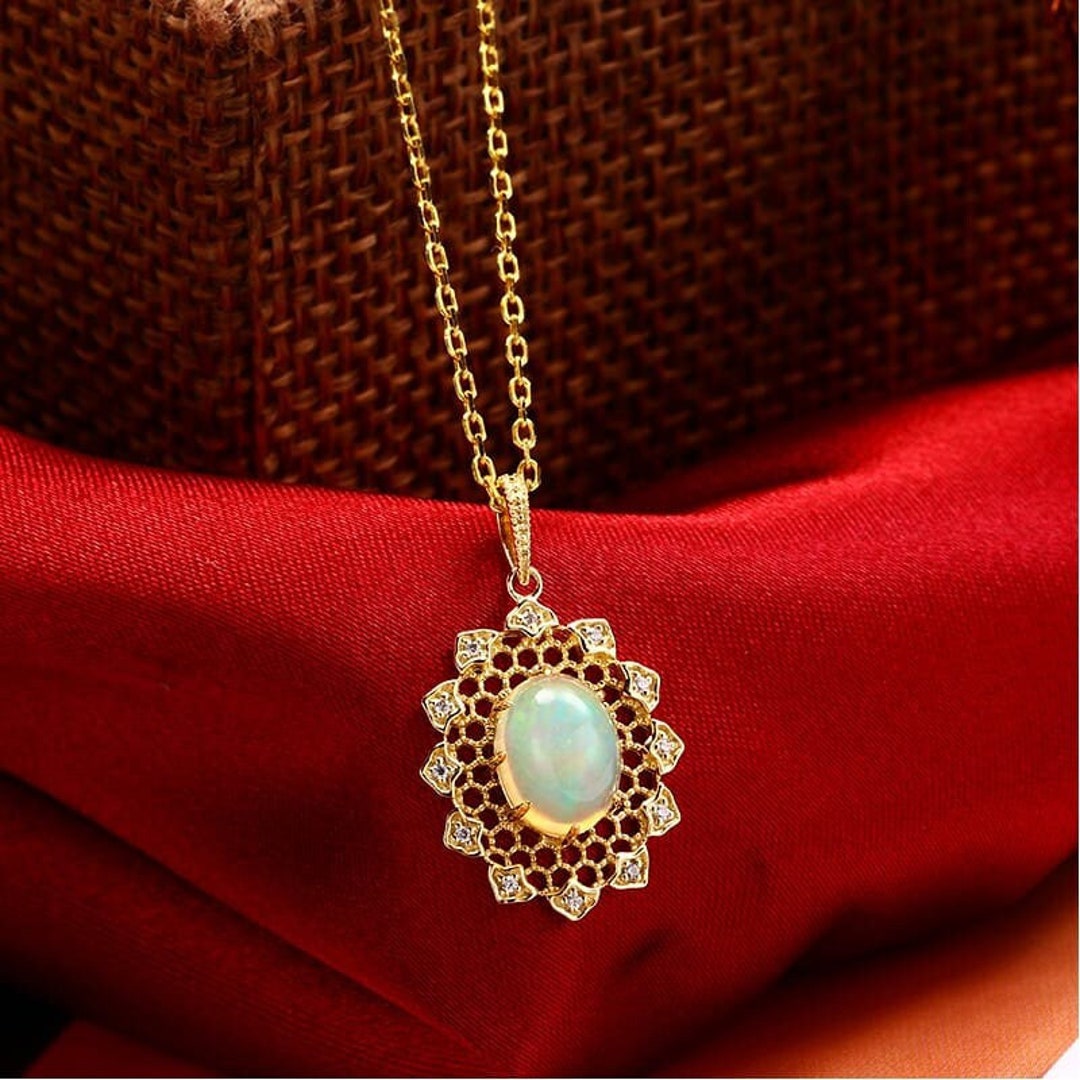 Huge Ethiopian Opal, Rainbow Opal, Welo Opal Pendant, 925 Sterling ...