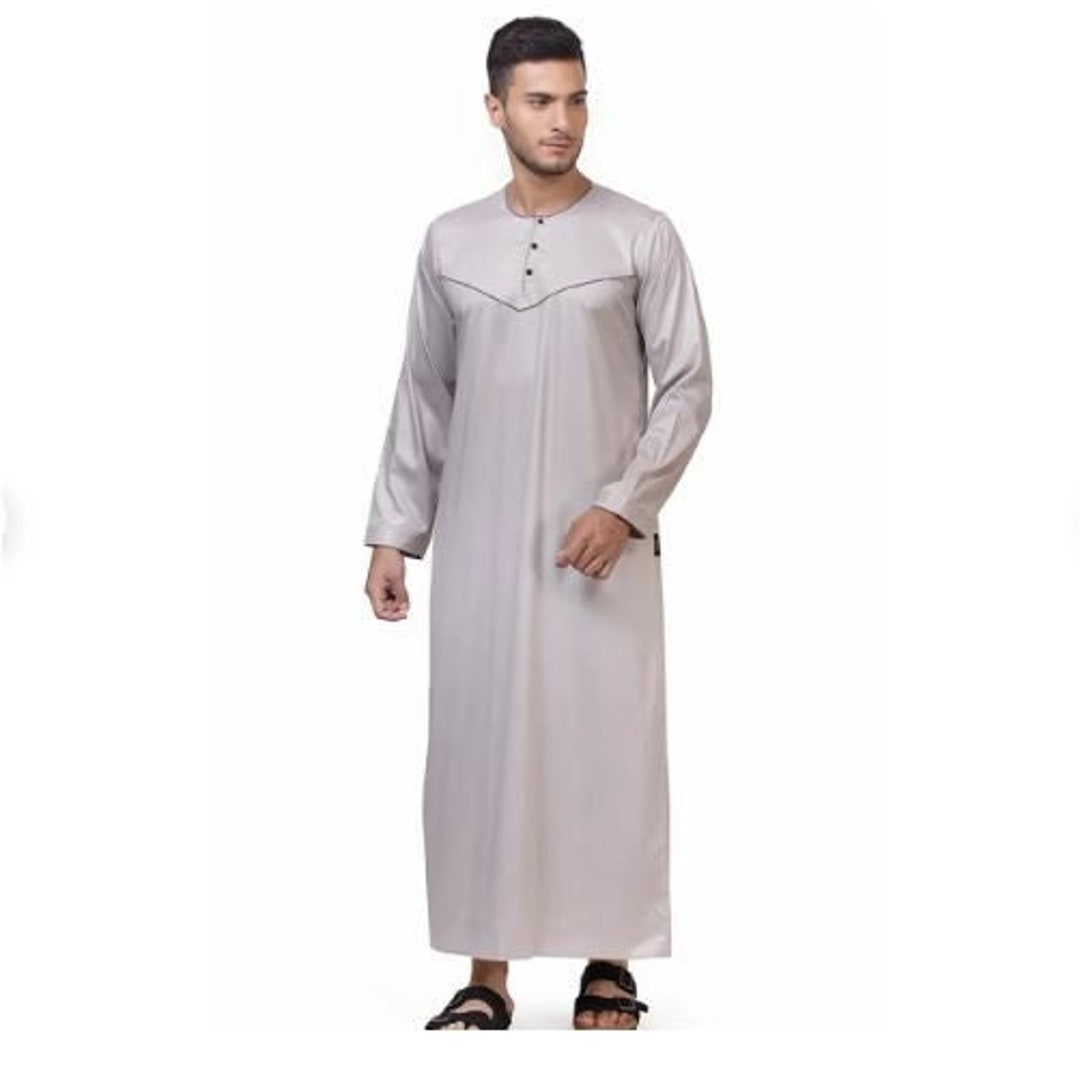 Muslim Men Thobe Men's Arabic Gray Thobe Premium - Etsy