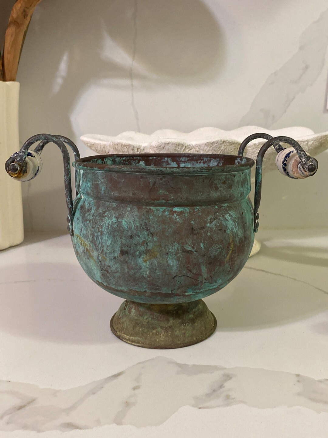 Copper Brass Vintage Delft Planter Patina - Etsy