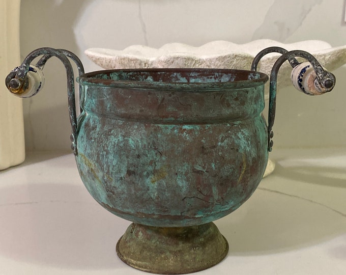 Copper Brass Vintage Delft Planter Patina - Etsy
