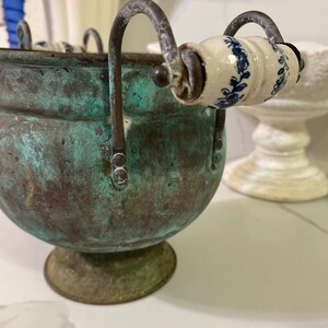 Copper Brass Vintage Delft Planter Patina - Etsy