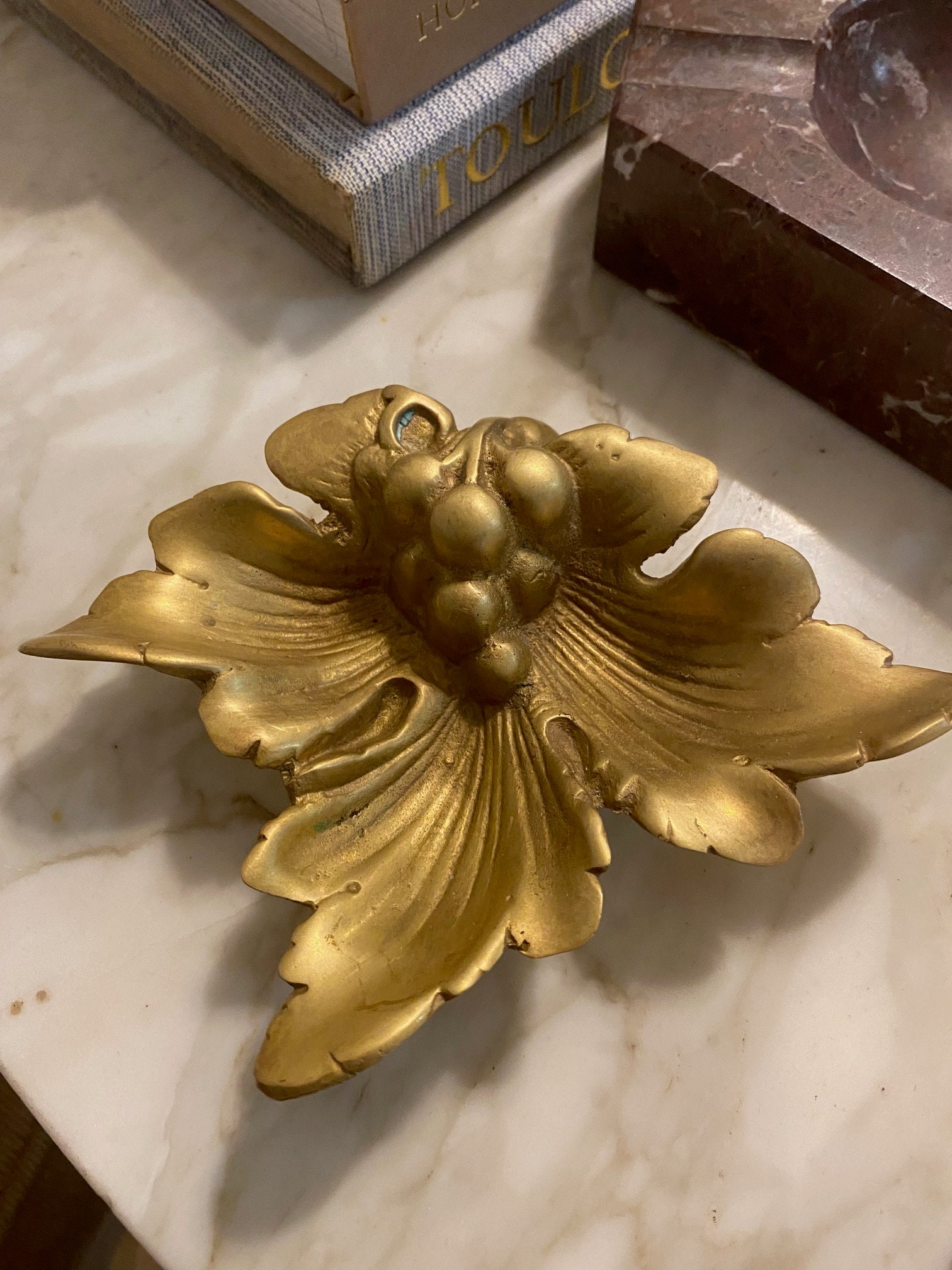 Vintage Heavy Brass Leaf Catch All - Etsy