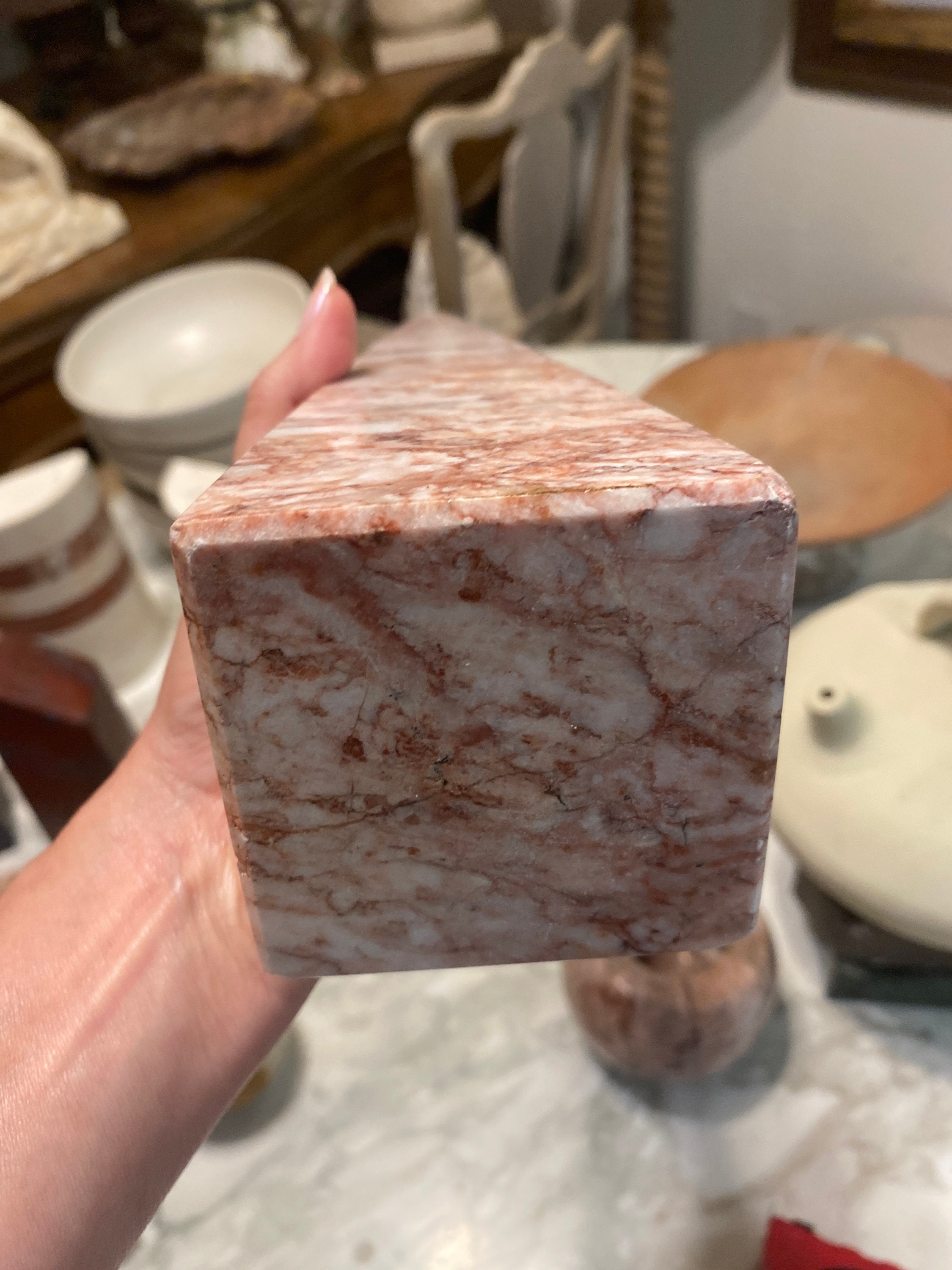 Vintage Solid Marble Pink Triangle Geometric Sculpture - Etsy