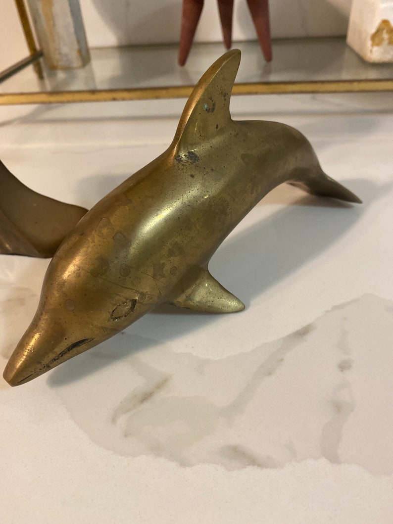 Pair of Old Solid Brass Dolphins - Etsy