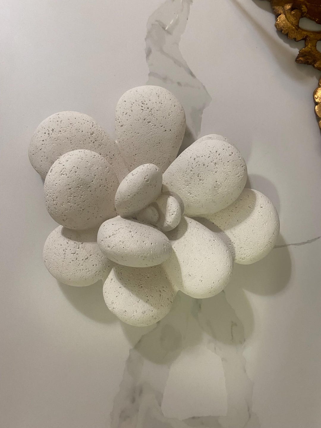 White Stone Succulent Floral Sculpture Composite Gallery Wall Art - Etsy