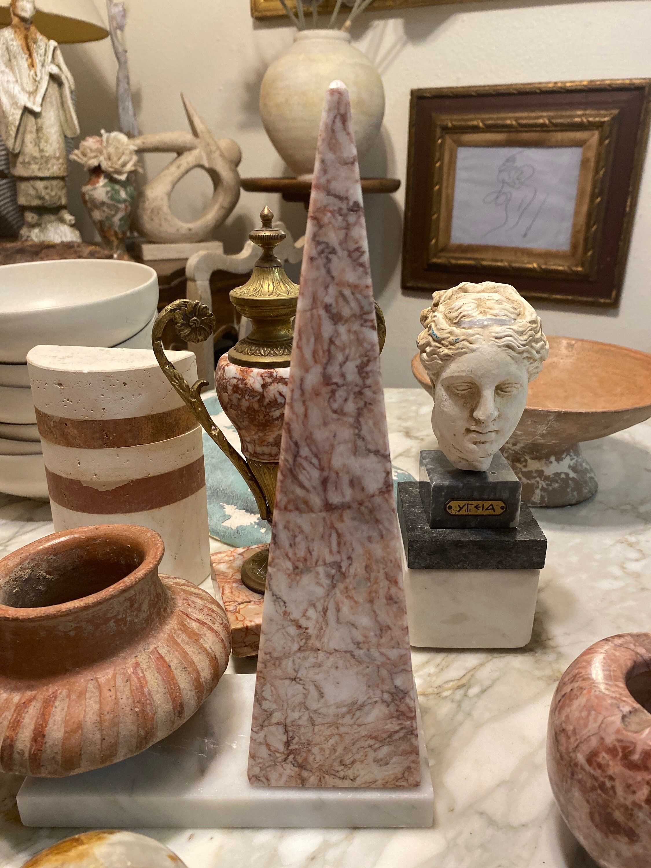 Vintage Solid Marble Pink Triangle Geometric Sculpture - Etsy