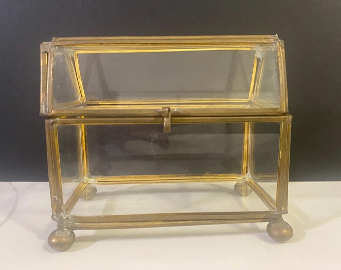 Antique Brass and Glass Box Reliquary Panel Display Case - Etsy