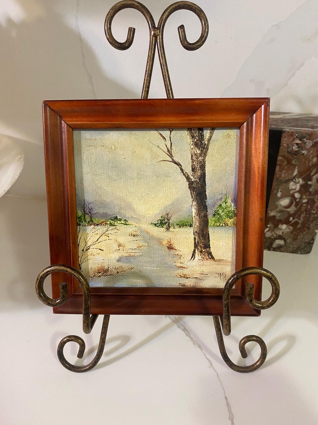 Vintage Framed Signed Small Oil Painting on Easel Winter Snow Scene - Etsy