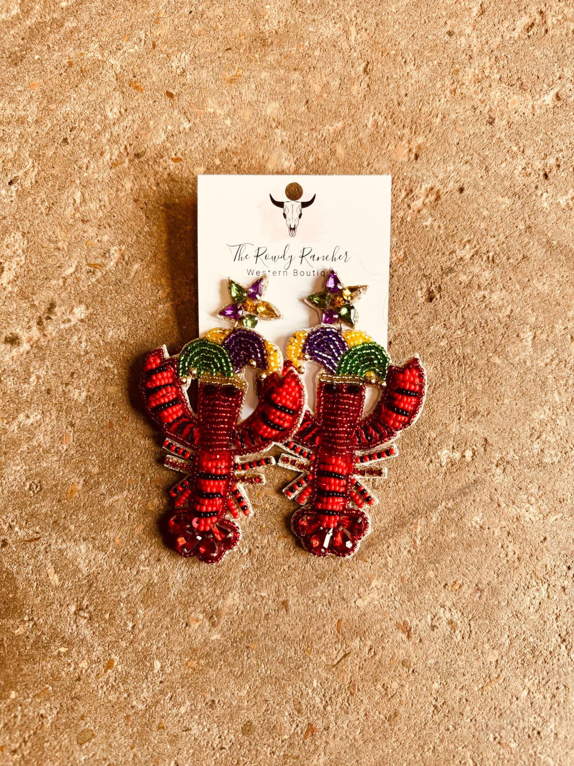 Seed Bead Crawfish Mardi Gras Earrings - Etsy