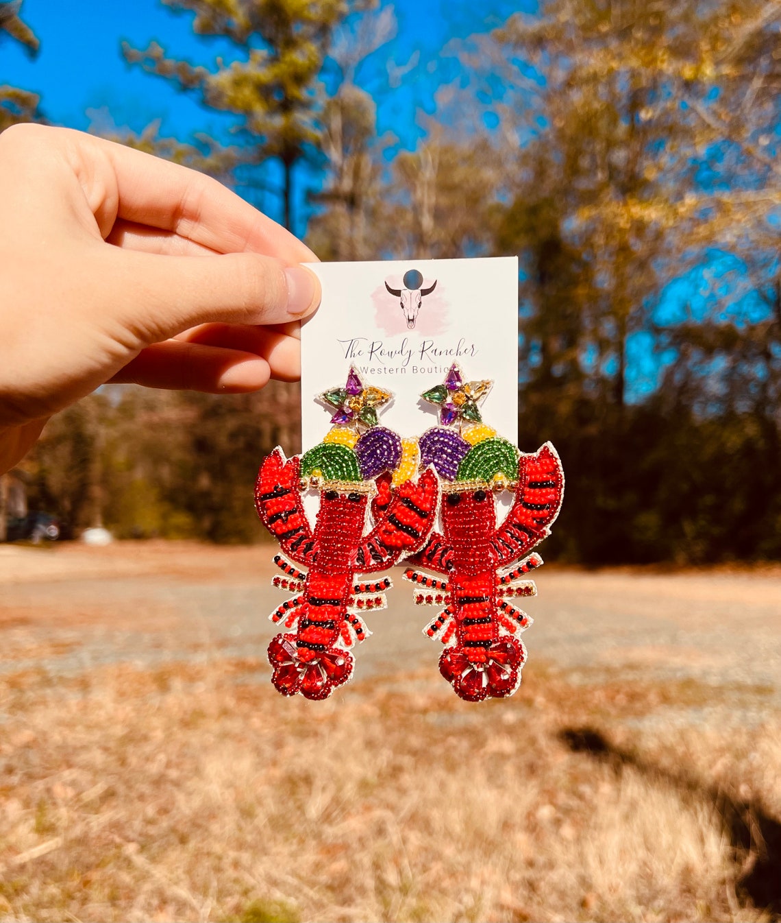 Seed Bead Crawfish Mardi Gras Earrings - Etsy
