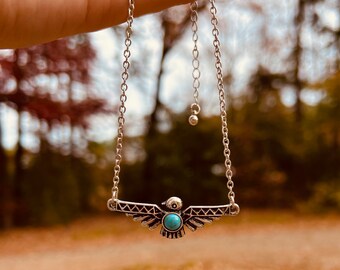 THUNDERBIRD PENDANT NECKLACE Marble Turquoise Colored Stone ...