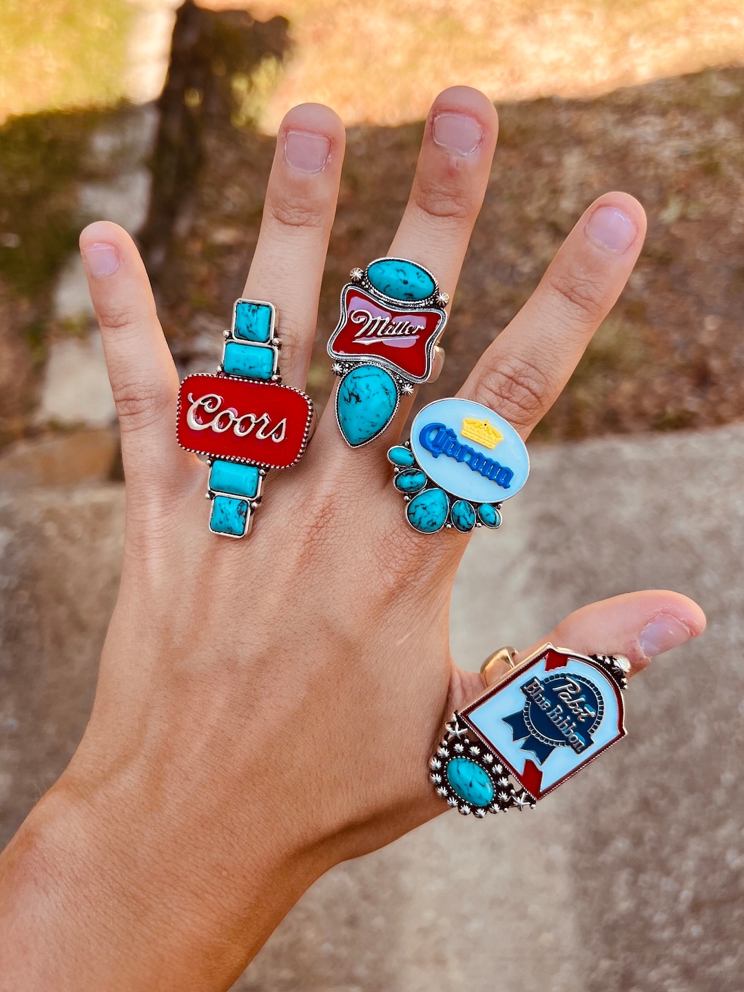 Turquoise Beer Logo Ring - Etsy