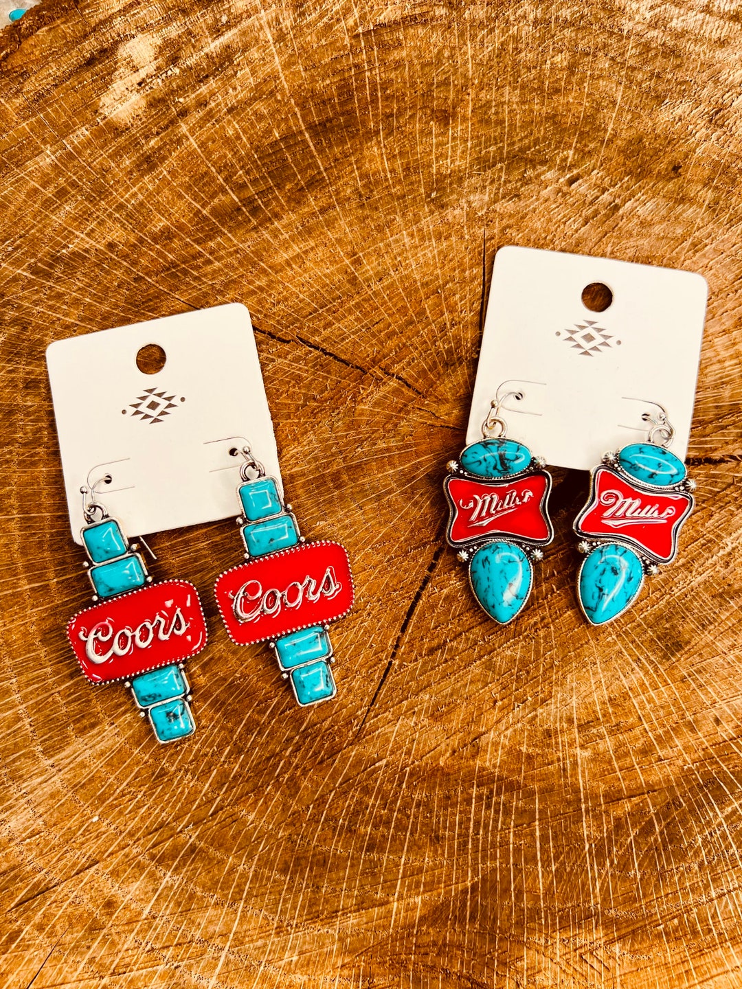 Turquoise Beer Logo Dangle Earrings - Etsy