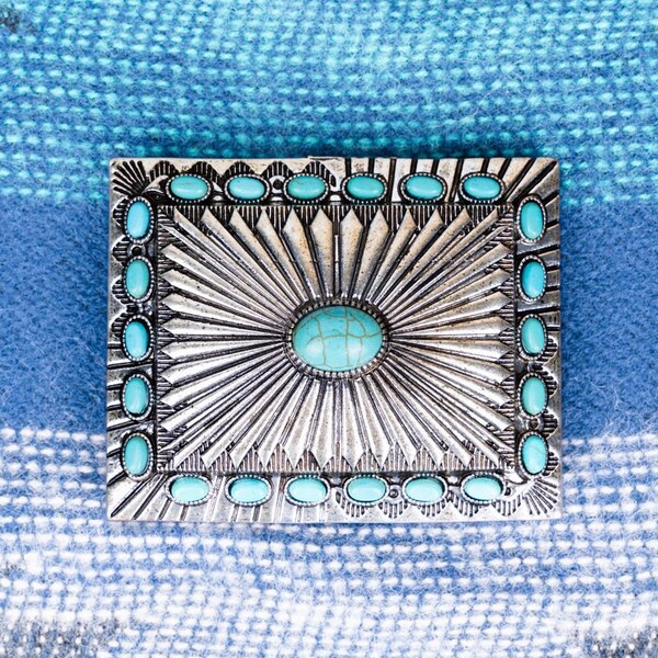 Silver Turquoise Belt Buckle - Etsy